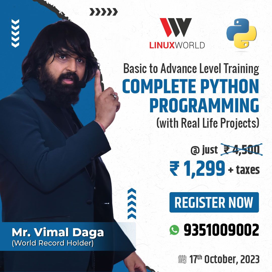 LinuxWorld Informatics Pvt Ltd on LinkedIn: #pythonprogramming # ... LinuxWorld Informatics Pvt Ltd on LinkedIn: #pythonprogramming # ...