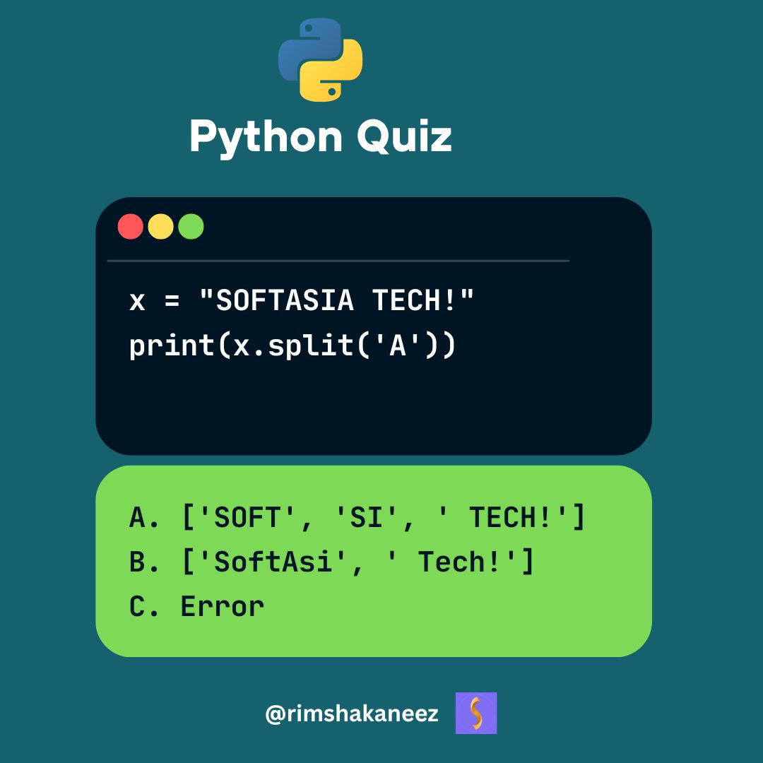 SoftAsia Tech on LinkedIn: #pythonquiz #codingchallenge #techcommunity ... SoftAsia Tech on LinkedIn: #pythonquiz #codingchallenge #techcommunity ...
