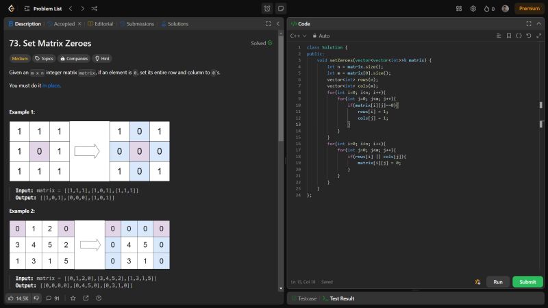 LeetCode: How to create Matrix Zeros | Manas Arora posted on the topic ... LeetCode: How to create Matrix Zeros | Manas Arora posted on the topic ...