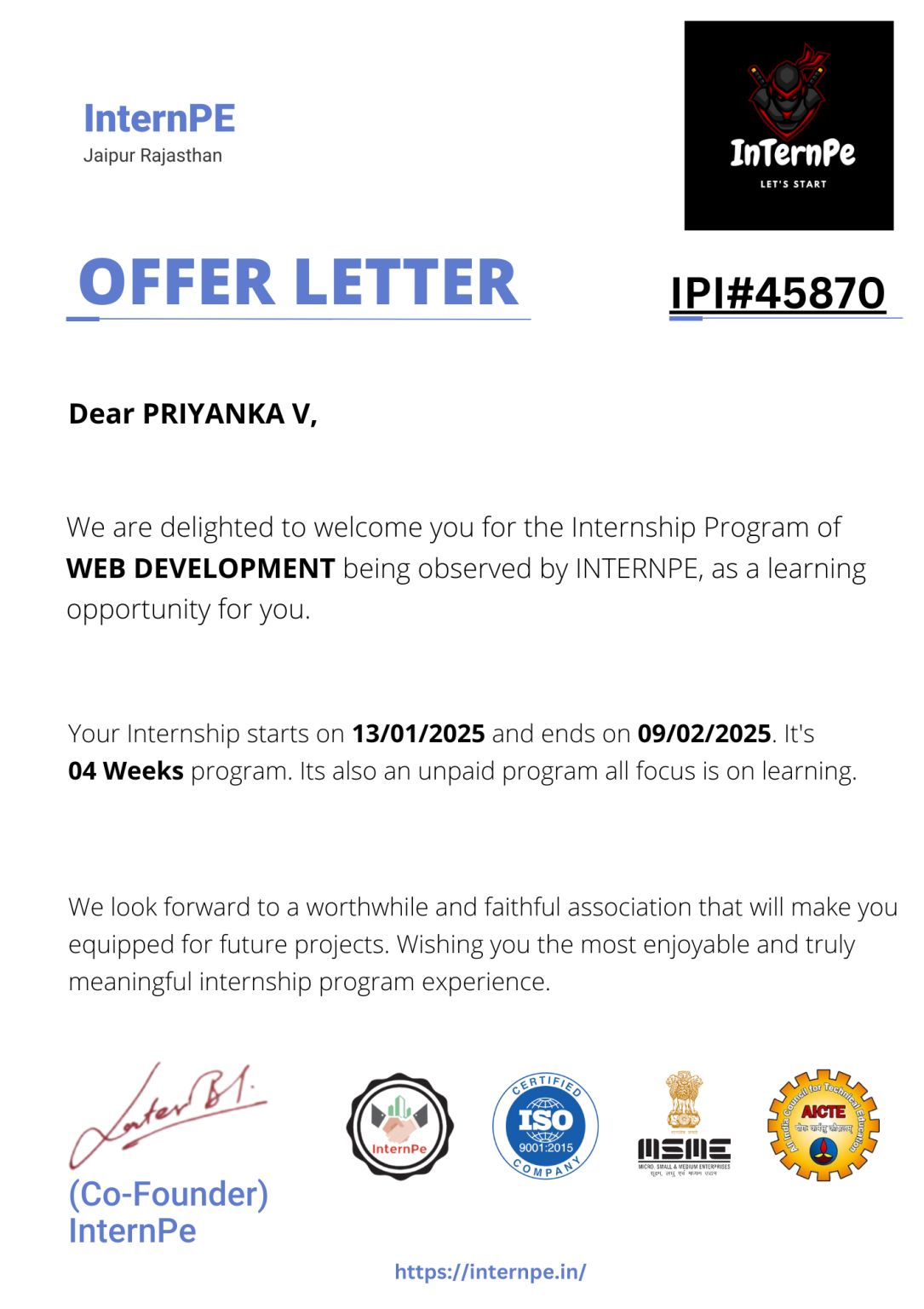 PRIYANKA V on LinkedIn: #webdevelopment #internshipjourney #skillbuilding PRIYANKA V on LinkedIn: #webdevelopment #internshipjourney #skillbuilding