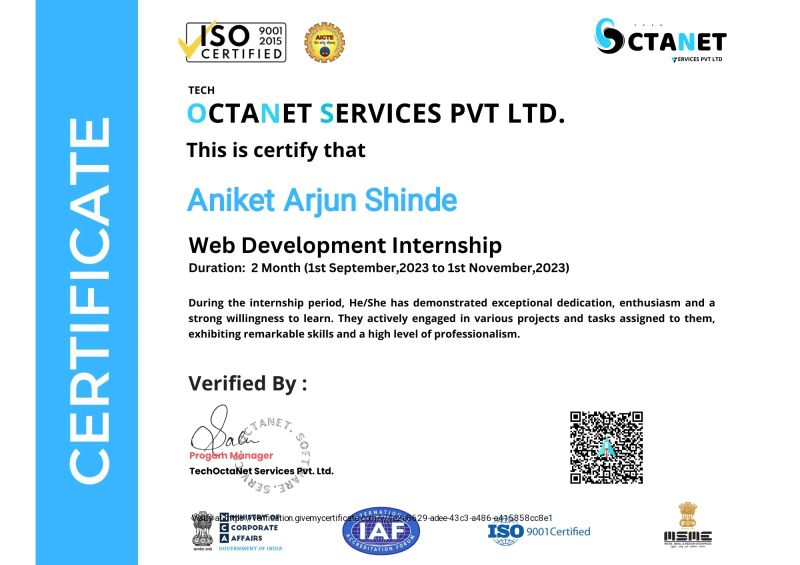 Aniket Shinde on LinkedIn: #webdevelopment #internshipexperience Aniket Shinde on LinkedIn: #webdevelopment #internshipexperience