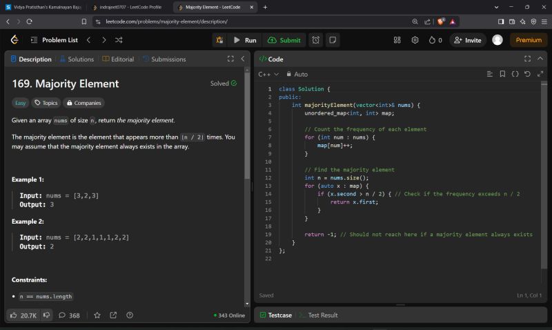 #leetcode #arrays #hashmap #boyermoore #100daysofcode #codingchallenge ... #leetcode #arrays #hashmap #boyermoore #100daysofcode #codingchallenge ...