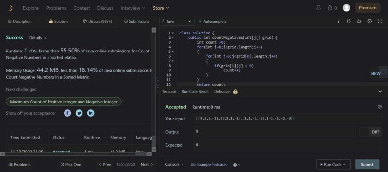 Day 47 of #100DayOfCodingChallenge: Count Negative Numbers in a Matrix ... Day 47 of #100DayOfCodingChallenge: Count Negative Numbers in a Matrix ...