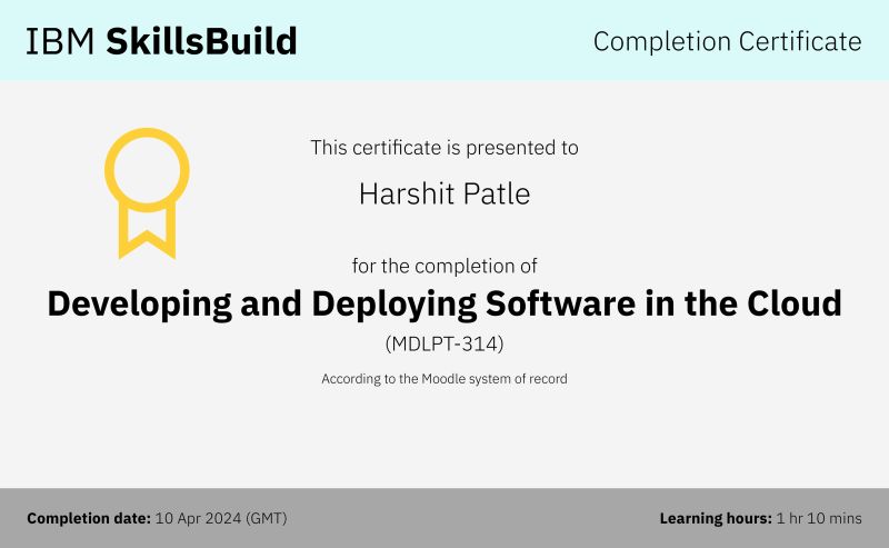 Harshit Patle on LinkedIn: #cloudcomputing #softwaredevelopment #ibm # ... Harshit Patle on LinkedIn: #cloudcomputing #softwaredevelopment #ibm # ...