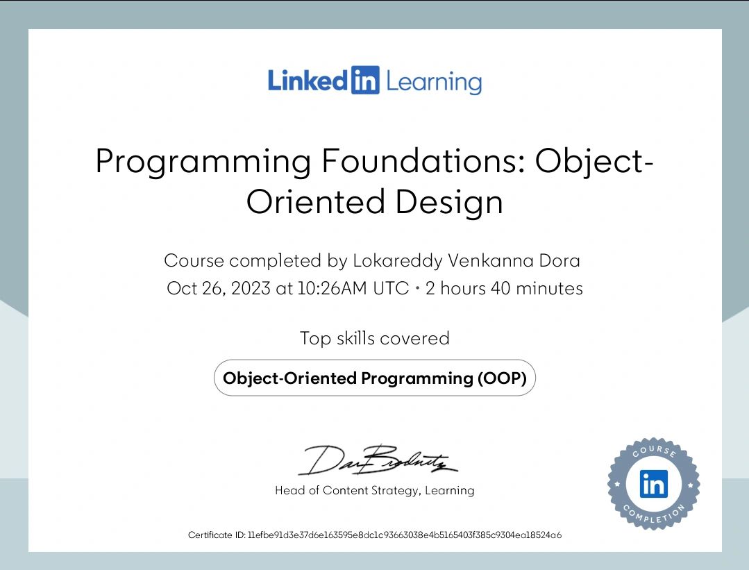 Lokareddy Venkanna Dora on LinkedIn: Successfully completed Lokareddy Venkanna Dora on LinkedIn: Successfully completed