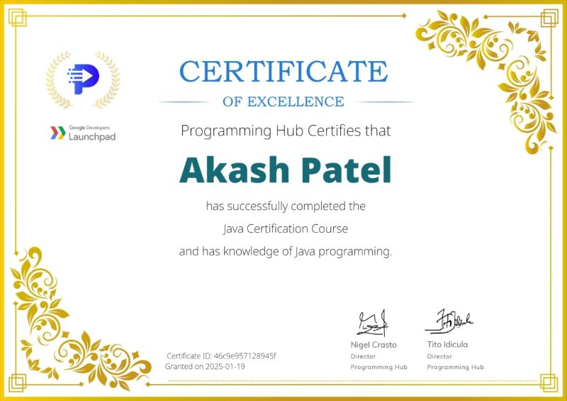 Akash Patel on LinkedIn: #java #programming #certification # ... Akash Patel on LinkedIn: #java #programming #certification # ...