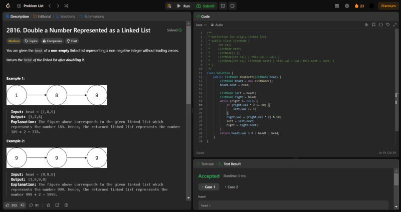 LeetCode challenge: Double a Linked List | Khushi Agarwal posted on the ... LeetCode challenge: Double a Linked List | Khushi Agarwal posted on the ...