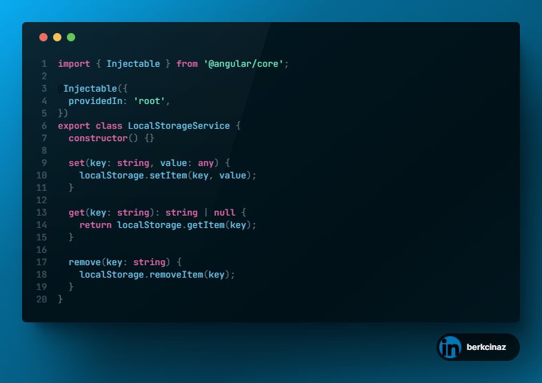 Berk Cinaz on LinkedIn: #javascript #typescript #angular #localstorage Berk Cinaz on LinkedIn: #javascript #typescript #angular #localstorage