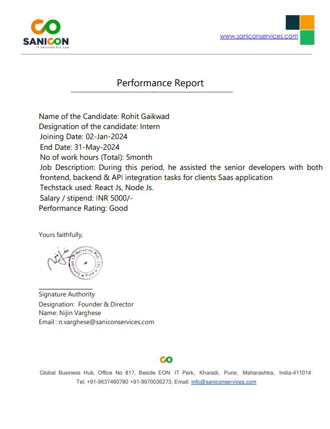 Rohit Gaikwad on LinkedIn: #internship #reactjs #nodejs #webdevelopment ... Rohit Gaikwad on LinkedIn: #internship #reactjs #nodejs #webdevelopment ...