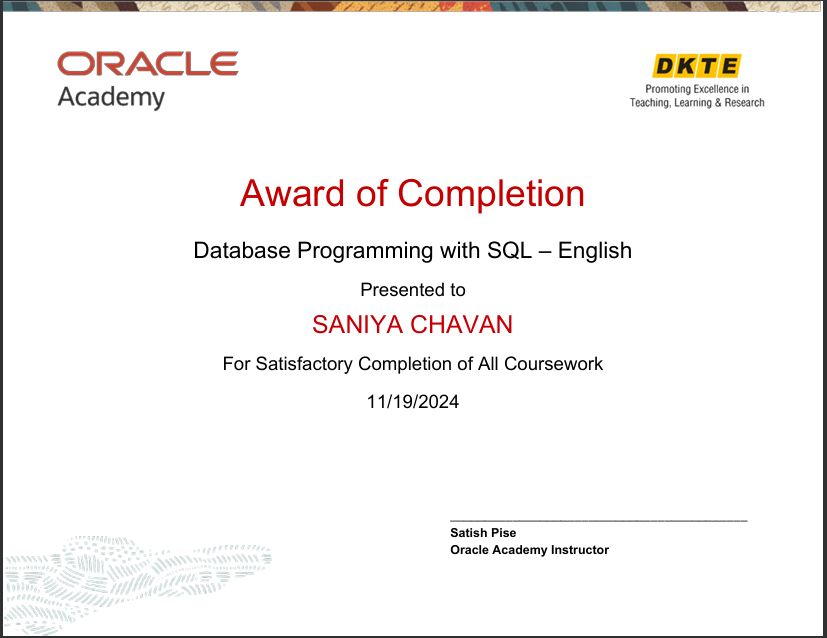 Saniya Chavan on LinkedIn: #sql #databaseprogramming #oracleacademy # ... Saniya Chavan on LinkedIn: #sql #databaseprogramming #oracleacademy # ...