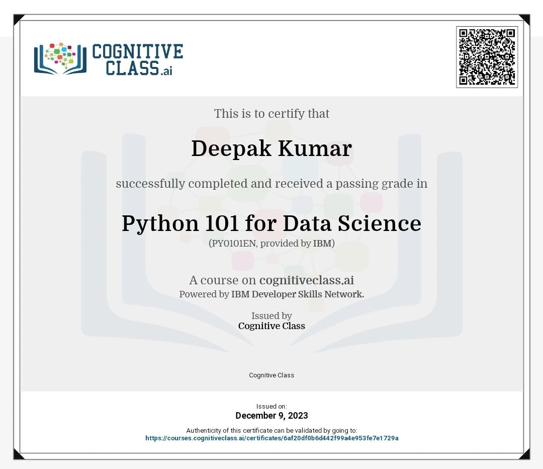 DEEPAK KUMAR on LinkedIn: #python #certificationcomplete #ibm # ... DEEPAK KUMAR on LinkedIn: #python #certificationcomplete #ibm # ...