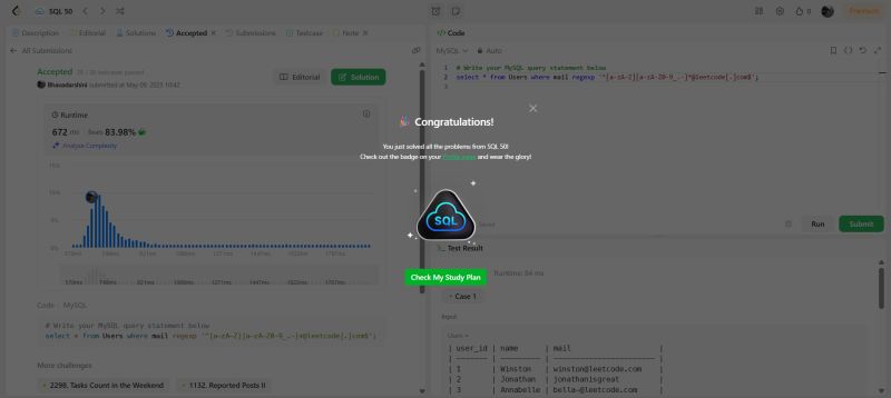 #sql #leetcodesql #50daysofsql #datascience #milestone #sqlbadge ... #sql #leetcodesql #50daysofsql #datascience #milestone #sqlbadge ...