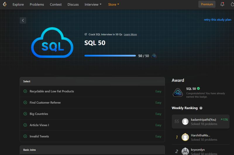 KADAM TRIPATHI on LinkedIn: #sql #leetcode #top50sqlquestions #database ... KADAM TRIPATHI on LinkedIn: #sql #leetcode #top50sqlquestions #database ...