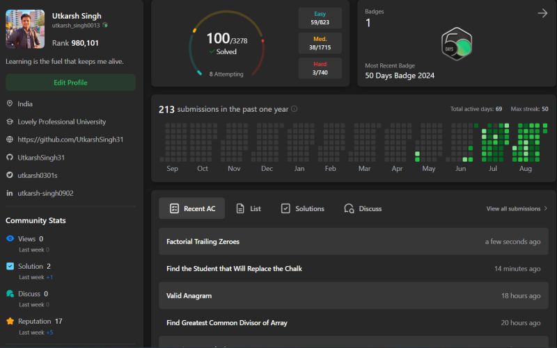 Utkarsh Singh on LinkedIn: #leetcode #codingchallenge #learningnewthings Utkarsh Singh on LinkedIn: #leetcode #codingchallenge #learningnewthings