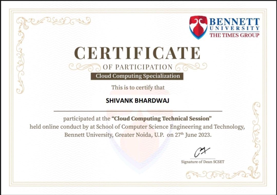 Shivank Bhardwaj on LinkedIn: #cloudcomputing #bennettuniversity Shivank Bhardwaj on LinkedIn: #cloudcomputing #bennettuniversity