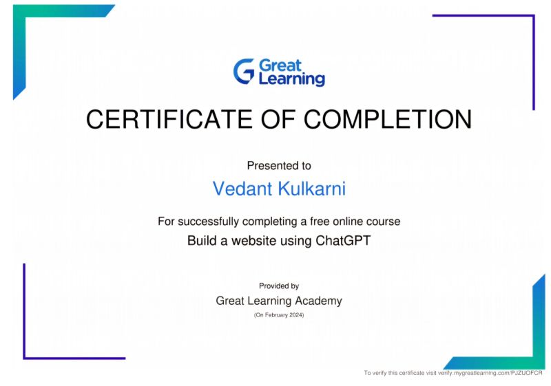Vedant Kulkarni on LinkedIn: #learning #development #achievement Vedant Kulkarni on LinkedIn: #learning #development #achievement