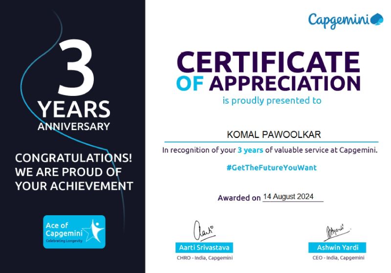 Komal Pawoolkar on LinkedIn: #tester #workanniversary Komal Pawoolkar on LinkedIn: #tester #workanniversary