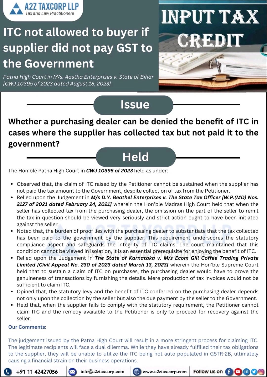 Bimal Jain on LinkedIn: 🔰 ITC not allowed to buyer if supplier did not ... Bimal Jain on LinkedIn: 🔰 ITC not allowed to buyer if supplier did not ...