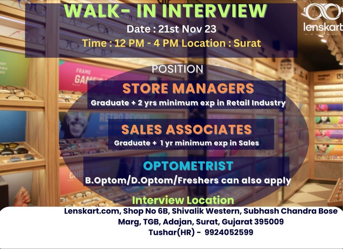 Tushar Ahire on LinkedIn: #hiring #lenskart #suratjobs #ahmedabadjobs Tushar Ahire on LinkedIn: #hiring #lenskart #suratjobs #ahmedabadjobs