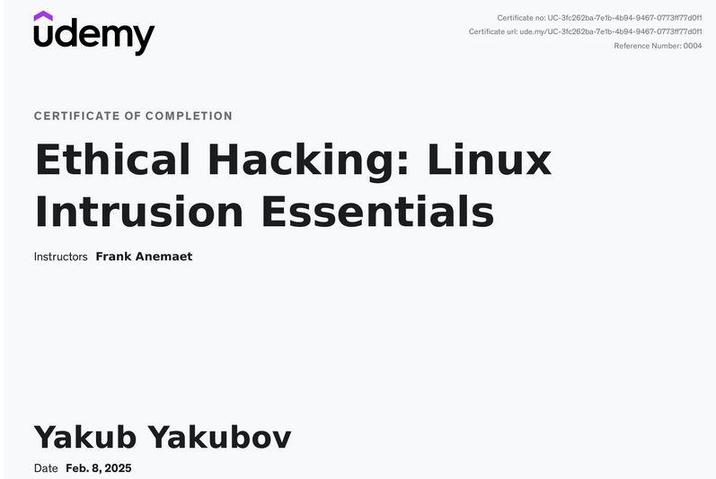 I recently completed the Ethical Hacking: Linux Intrusion Essentials ... I recently completed the Ethical Hacking: Linux Intrusion Essentials ...