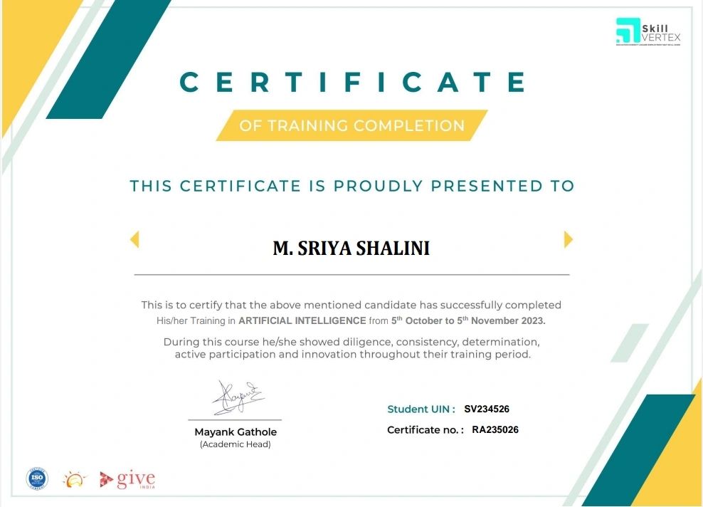 Sriya Shalini on LinkedIn: #aicertification #aiexpertise #skillvertex # ... Sriya Shalini on LinkedIn: #aicertification #aiexpertise #skillvertex # ...