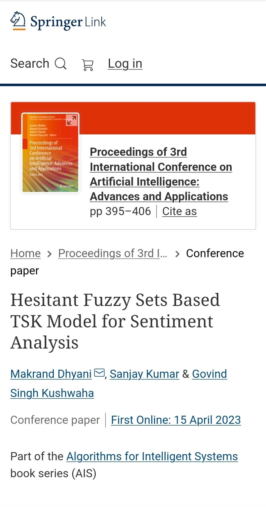 Sanjay K Ruhela on LinkedIn: First publication in 2023. Congratulations ... Sanjay K Ruhela on LinkedIn: First publication in 2023. Congratulations ...