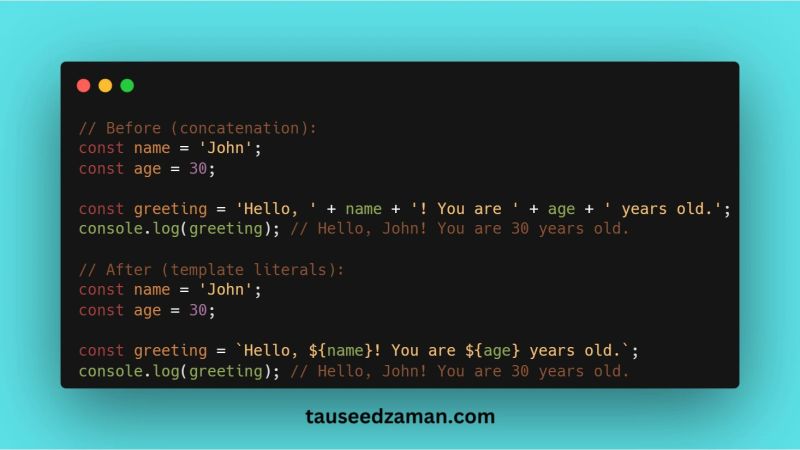 Tauseed Zaman on LinkedIn: 📝 JavaScript Tip: Use template literals to ... Tauseed Zaman on LinkedIn: 📝 JavaScript Tip: Use template literals to ...