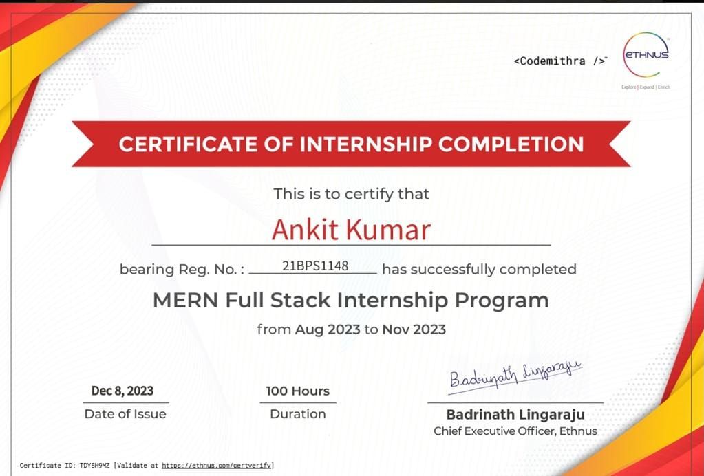 Finished MERN Full Stack Development course! | Ankit kumar posted on ... Finished MERN Full Stack Development course! | Ankit kumar posted on ...