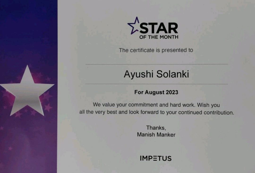 #appreciation #starofthemonth #impetus | Ayushi Solanki | 11 comments #appreciation #starofthemonth #impetus | Ayushi Solanki | 11 comments