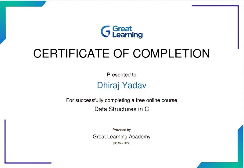 Dhiraj Yadav on LinkedIn: #datastructures #cprogramming #certificate # ... Dhiraj Yadav on LinkedIn: #datastructures #cprogramming #certificate # ...