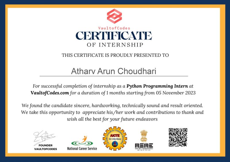 Atharv Choudhari on LinkedIn: #pythonprogramming #internshipexperience ... Atharv Choudhari on LinkedIn: #pythonprogramming #internshipexperience ...