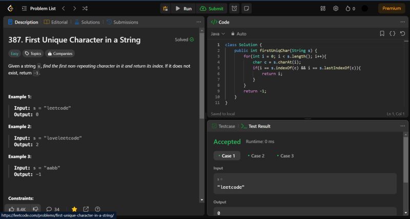 LeetCode Challenge: Find the First Unique Character in a String ... LeetCode Challenge: Find the First Unique Character in a String ...