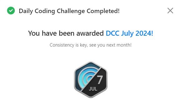 Completed LeetCode's DCC July 2024 challenge | Sagnik Langal posted on ... Completed LeetCode's DCC July 2024 challenge | Sagnik Langal posted on ...