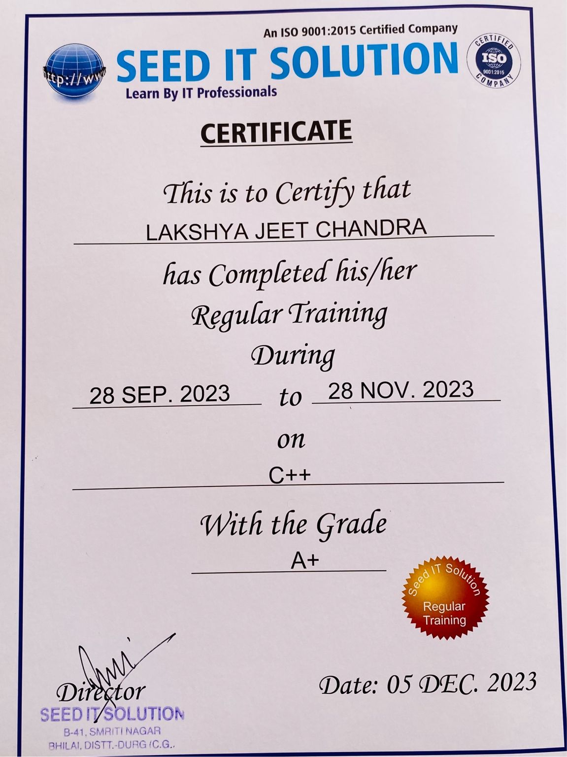 Lakshya Chandra on LinkedIn: #certified #cplusplus #programming # ... Lakshya Chandra on LinkedIn: #certified #cplusplus #programming # ...