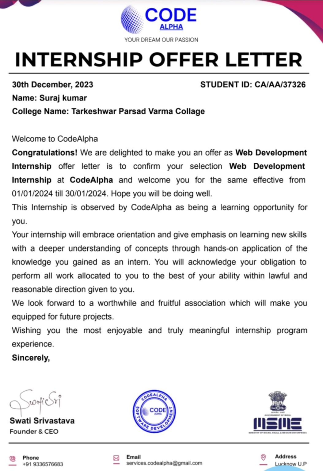 Suraj Gupta on LinkedIn: #codealphainternship #codealpha Suraj Gupta on LinkedIn: #codealphainternship #codealpha