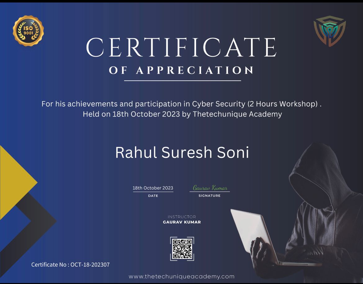 Rahul Soni on LinkedIn: #cybersecurity #workshop #infosec #learningjourney Rahul Soni on LinkedIn: #cybersecurity #workshop #infosec #learningjourney