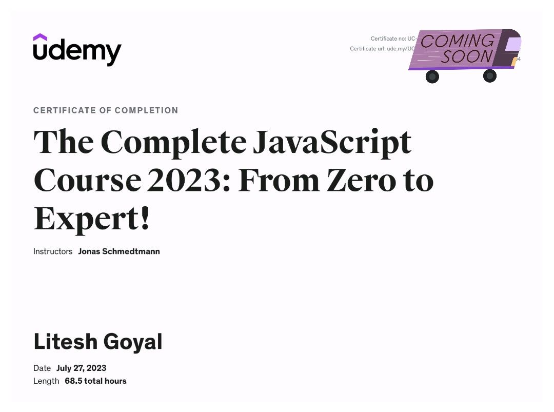 Litesh Goyal on LinkedIn: Thanks to Udemy for this amazing Javascript ... Litesh Goyal on LinkedIn: Thanks to Udemy for this amazing Javascript ...