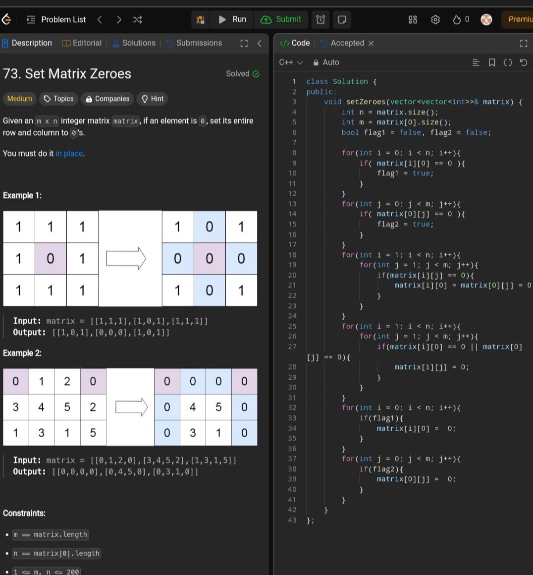 Day 3 of challenge: Set Matrix Zeroes | Jenil Reshamiya posted on the ... Day 3 of challenge: Set Matrix Zeroes | Jenil Reshamiya posted on the ...