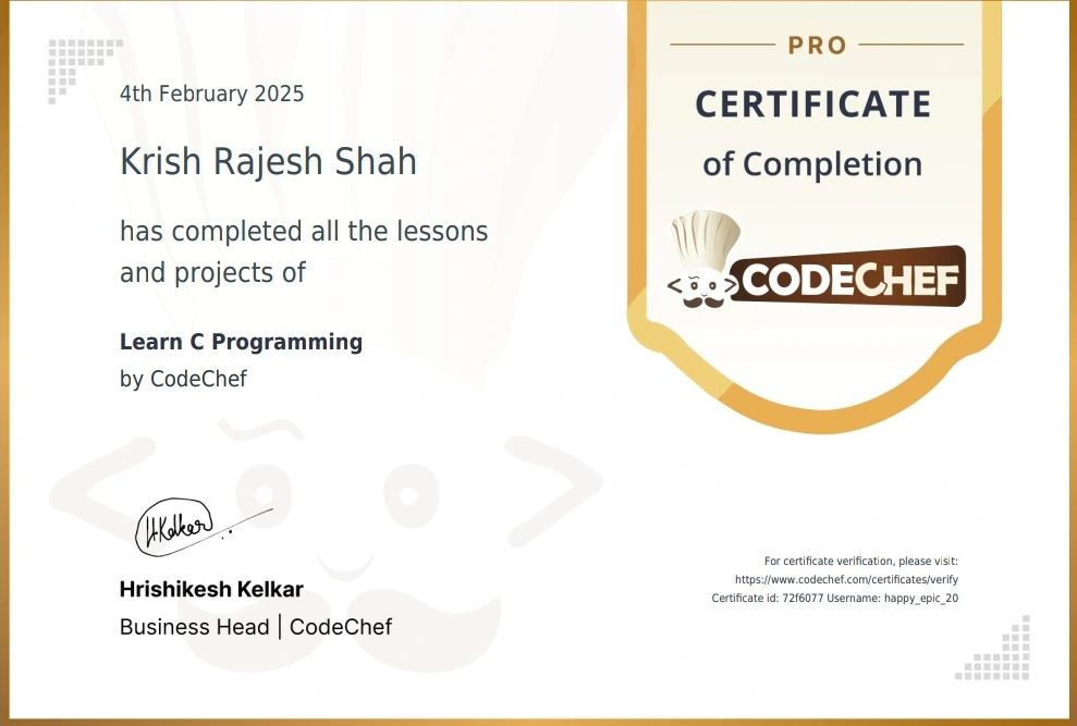 Krish Shah on LinkedIn: #programming #codechef #cprogramming #learning ... Krish Shah on LinkedIn: #programming #codechef #cprogramming #learning ...