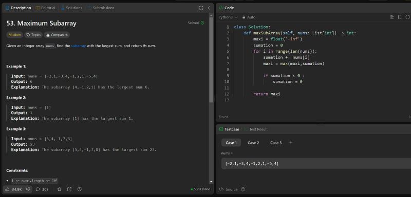 #60daycode #problemsolving #leetcode #kadanealgorithm #codingjourney ... #60daycode #problemsolving #leetcode #kadanealgorithm #codingjourney ...