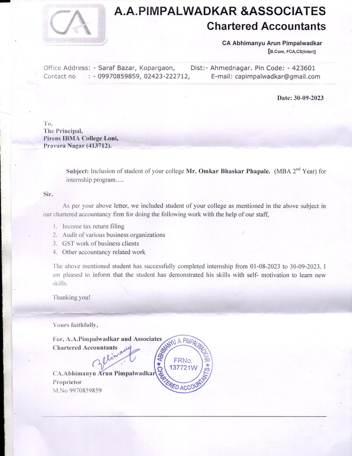 Omkar Phapale on LinkedIn: successfully completed internship Omkar Phapale on LinkedIn: successfully completed internship