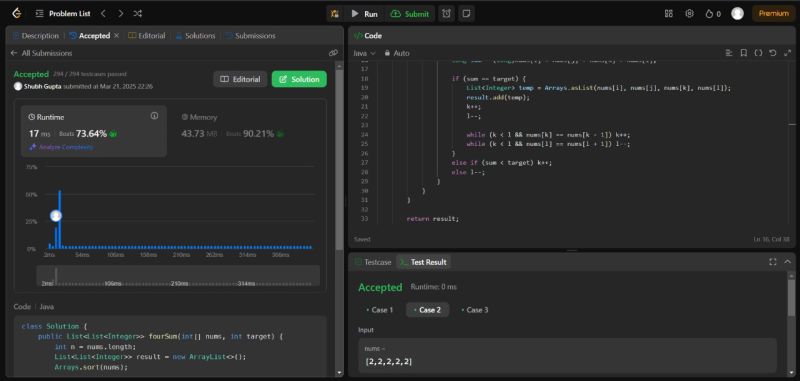 #dsa #codingjourney #arrays #4sum #twopointers #problemsolving… | Shubh ... #dsa #codingjourney #arrays #4sum #twopointers #problemsolving… | Shubh ...