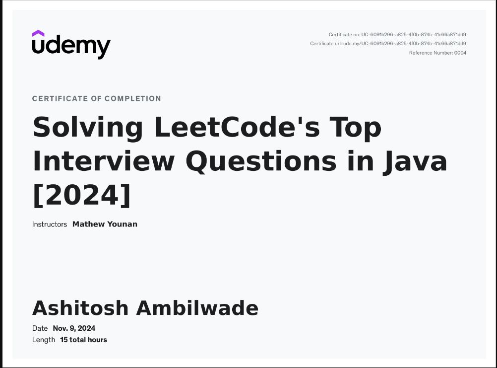 Ashitosh Ambilwade on LinkedIn: #java #leetcode #interviewpreparation # ... Ashitosh Ambilwade on LinkedIn: #java #leetcode #interviewpreparation # ...