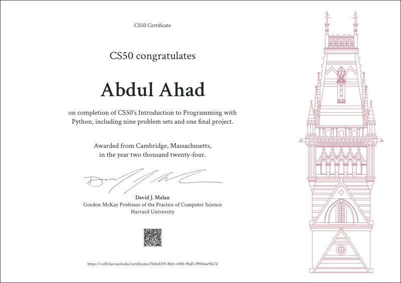 Abdul Ahad on LinkedIn: #cs50 #python #programming #learningjourney Abdul Ahad on LinkedIn: #cs50 #python #programming #learningjourney