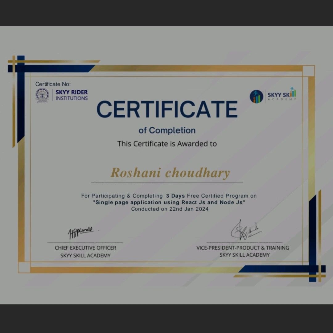 single page application using react js and node js | Roshni Choudhary single page application using react js and node js | Roshni Choudhary