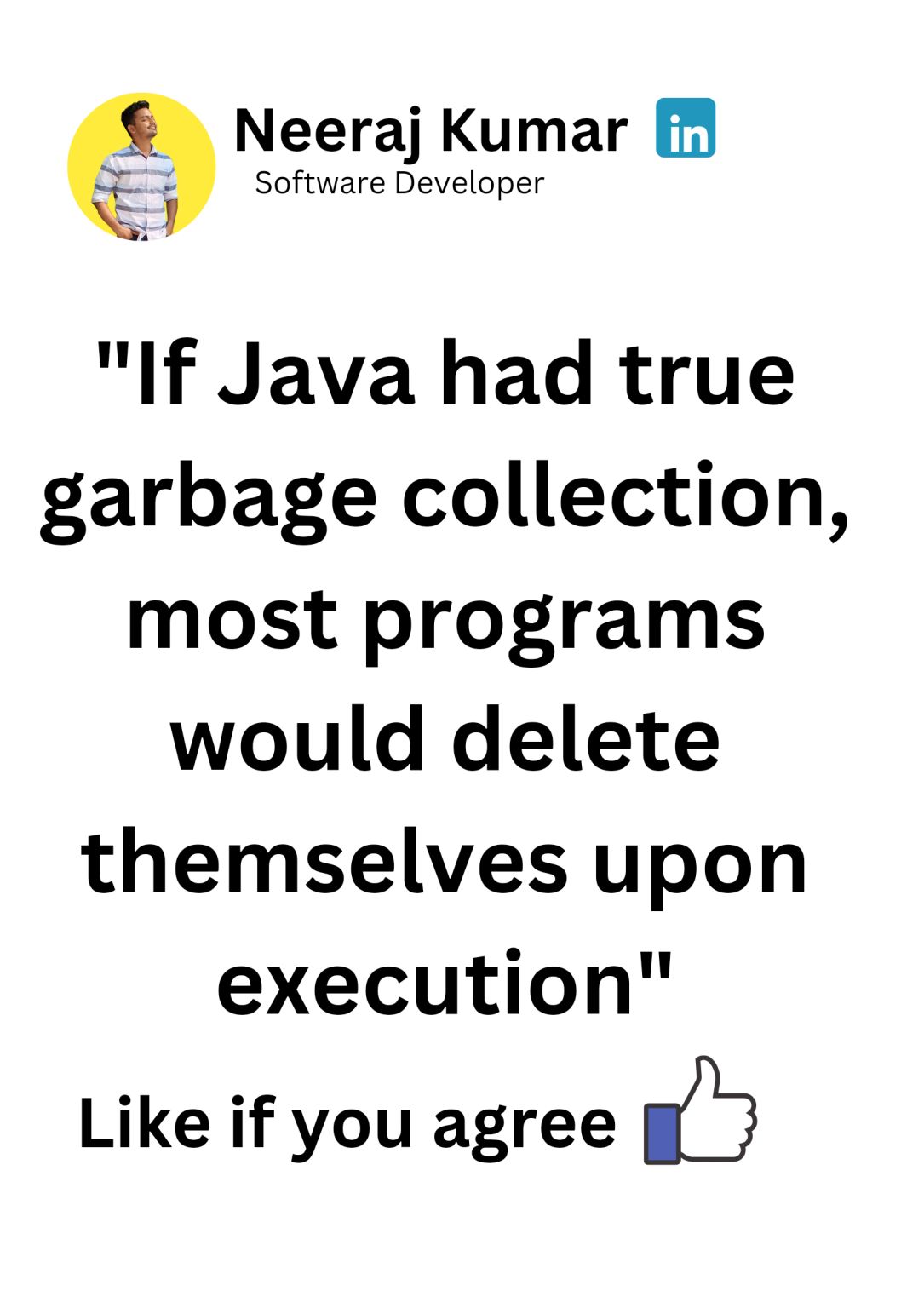 Neeraj Kumar on LinkedIn: Hey Java Folks, comment down what you think ... Neeraj Kumar on LinkedIn: Hey Java Folks, comment down what you think ...