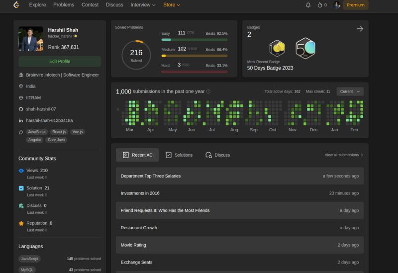 Harshil Shah on LinkedIn: #javascript #mysql #dsa #mernstackdeveloper # ... Harshil Shah on LinkedIn: #javascript #mysql #dsa #mernstackdeveloper # ...