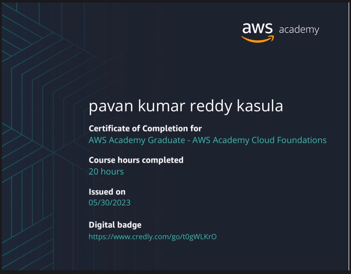 Pavan Kumar reddy Kasula on LinkedIn: #awscertified #awscloud # ... Pavan Kumar reddy Kasula on LinkedIn: #awscertified #awscloud # ...