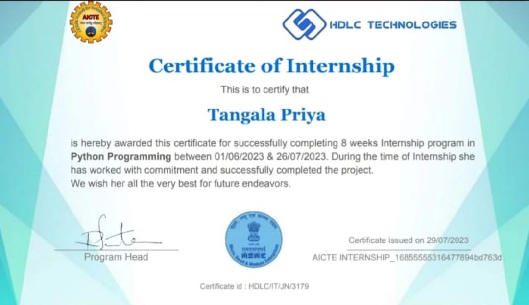 priya Tangala on LinkedIn: #python #programming #internship #learning priya Tangala on LinkedIn: #python #programming #internship #learning