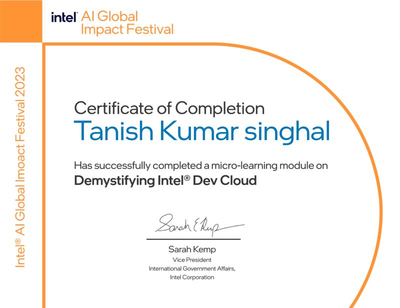 Tanish Singhal on LinkedIn: #intel #intelai #certificate Tanish Singhal on LinkedIn: #intel #intelai #certificate